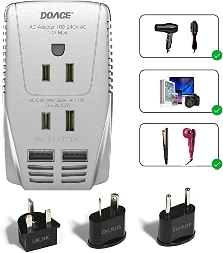 Amazon.com: 220V to 110V Converter, DOACE 2000W Travel Voltage ...
