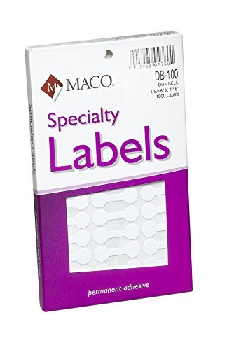 MACO White Small Dumbbell Labels, 1-5/16 x 7/6 Inches, 1000 Per Box (DB ...