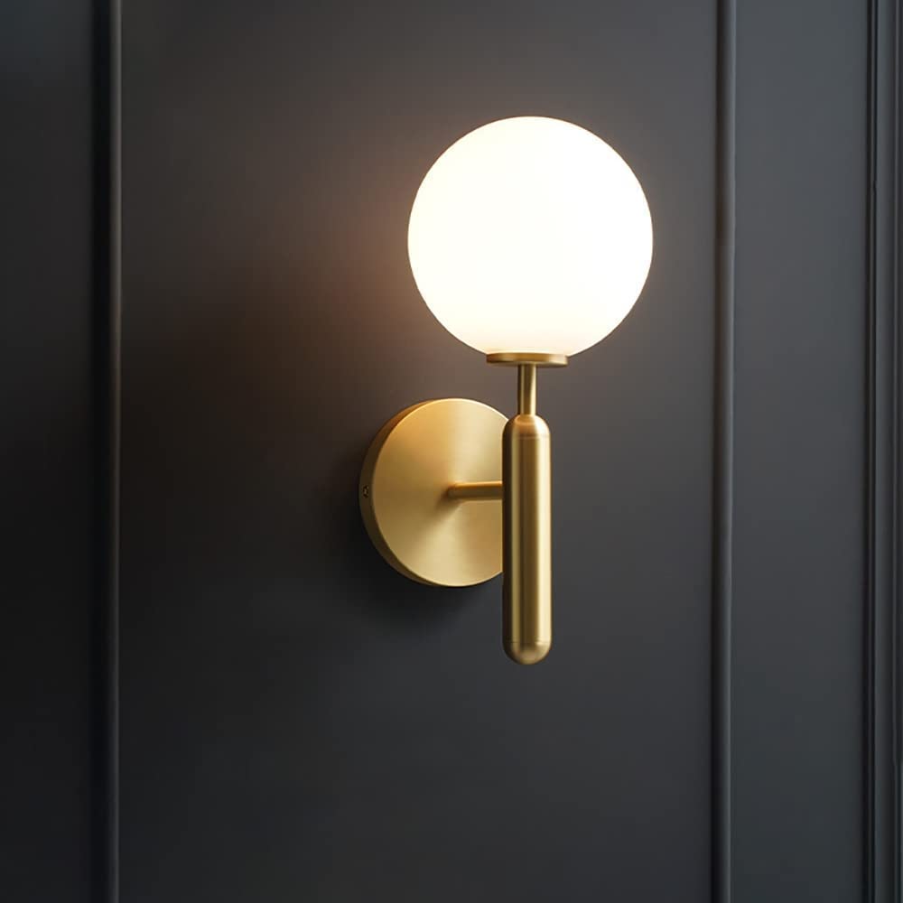 Homenique Golden Wall Light Sconce Mid Century Industrial Matte Globe ...