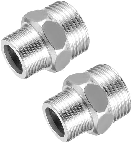 Raheem 2pcs Stainless Steel Shower Hose Connectors, Reducing Nipple ...