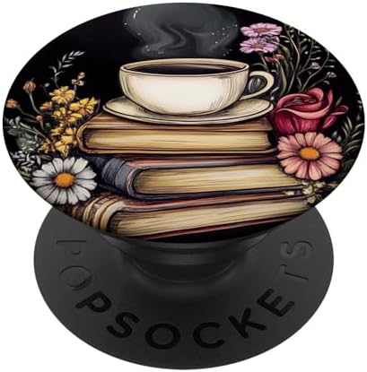 Amazon.com: Books And Coffee Lover Flower Reading Book PopSockets ...