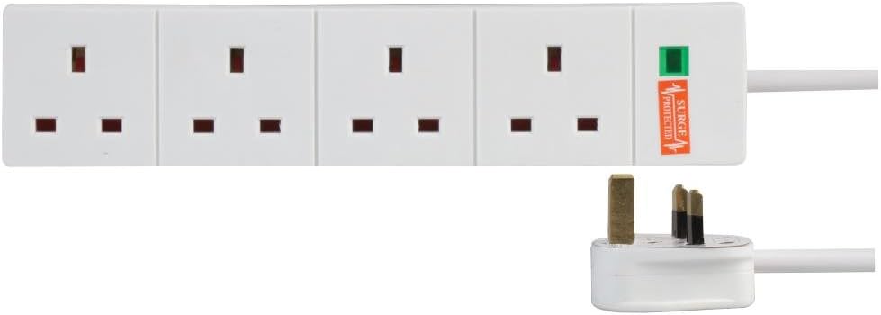 PRO ELEC PE01130 4 Gang Extension with Neon 2m, White: Amazon.co.uk ...