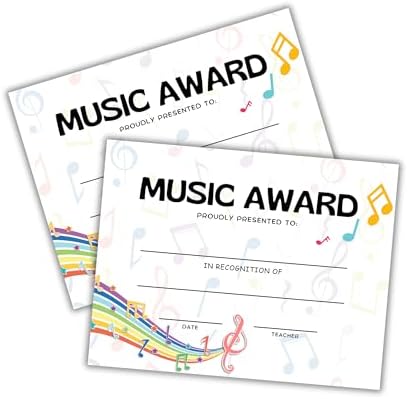 Amazon.com : Music Award Certificate | 50 pk 8.5x11” Elementary Middle ...