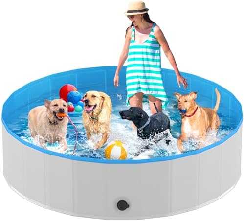 Amazon.com: Niubya Foldable Dog Pool, Collapsible Hard Plastic Dog ...