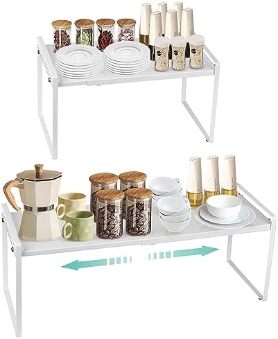 Expandable Cabinet Countertop Shelves, Kitchen Spice Rack Pantry Shelf ...