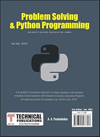 Problem Solving & Python Programming for BE Anna University - CBCS ...