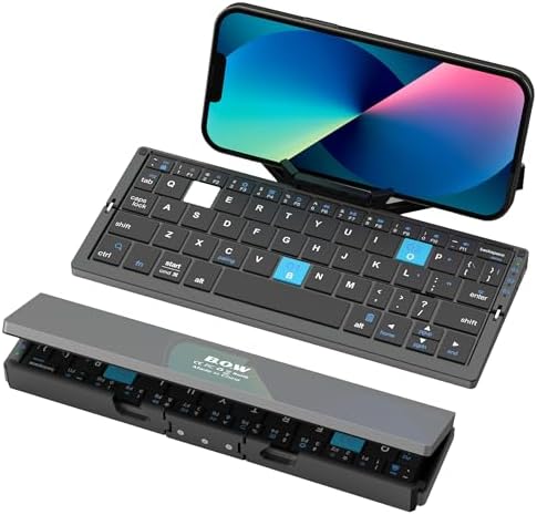 Mini teclado Bluetooth dobrável com suporte magnético, mini teclado ...