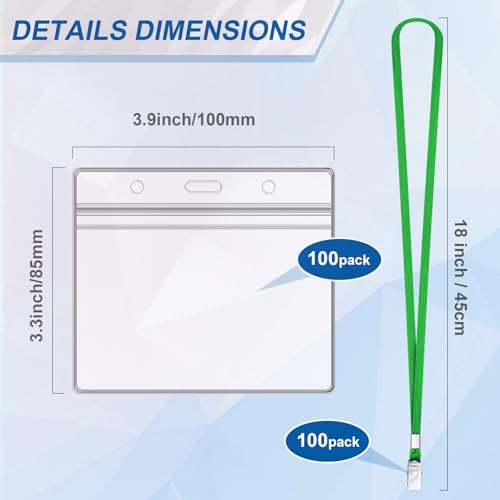 Snapklik.com : 100Pcs Lanyards For ID Badges And 100 Pcs Clear Plastic ...