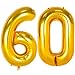 Amazon.com: 42 Inch Large Gold 60 Balloon Number, 60th Birthday ...