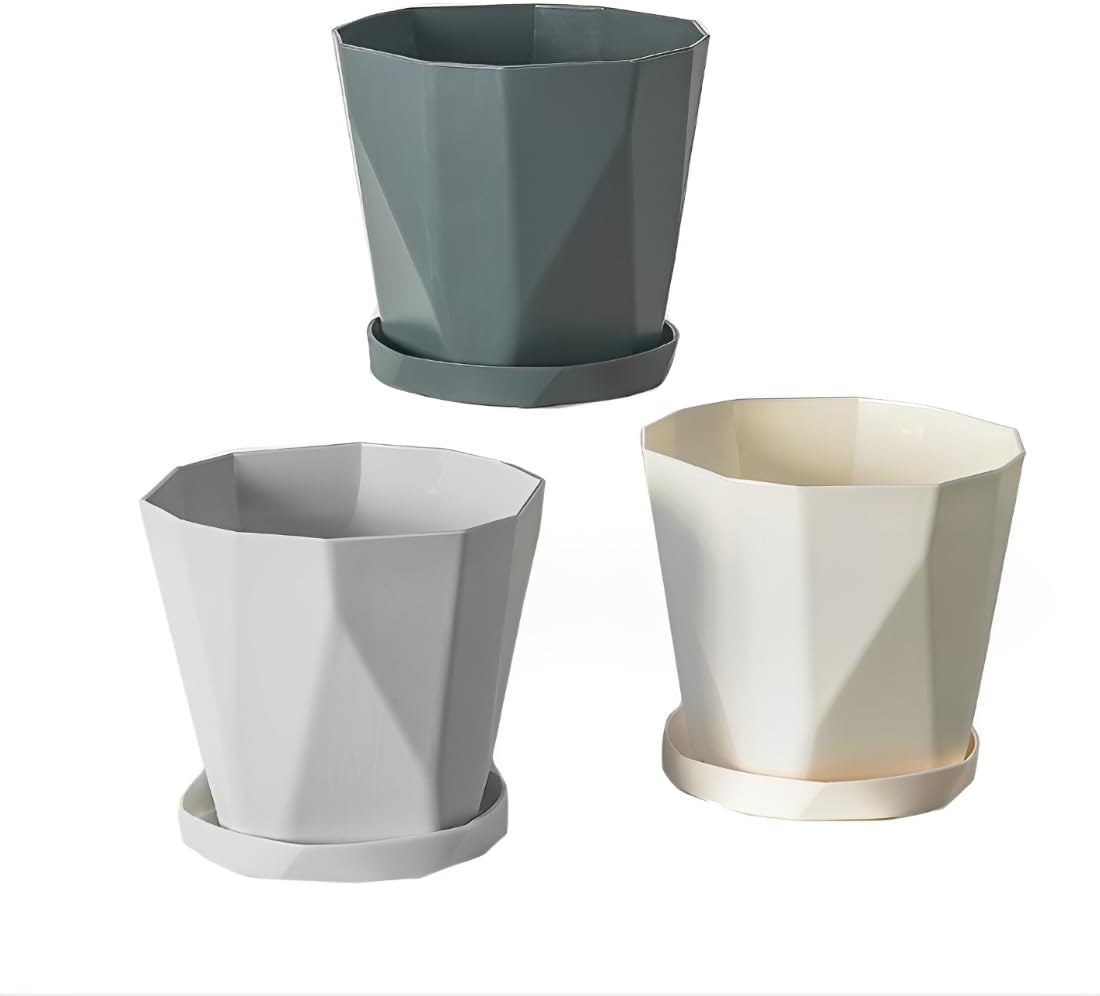 Amazon.com: JPORSHU Plant Pots 5 inch 3 Pack Indoor Plastic Flower Pots ...