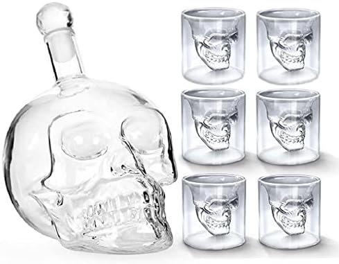 Oak & Steel - Skull Glass Decanter and 6 Skull Glass Shot Glasses ...