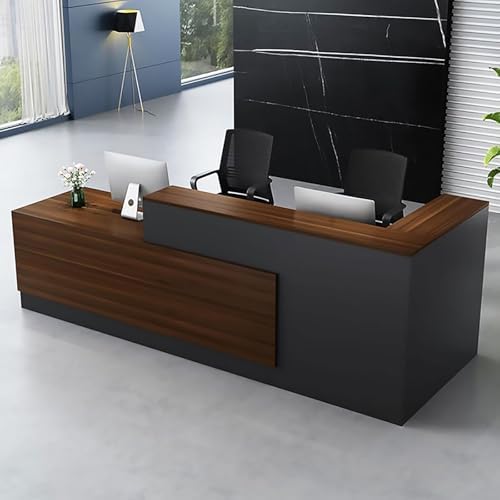 Amazon.com: L-Shaped Reception Desk with Lockable Drawer - Modern Front ...