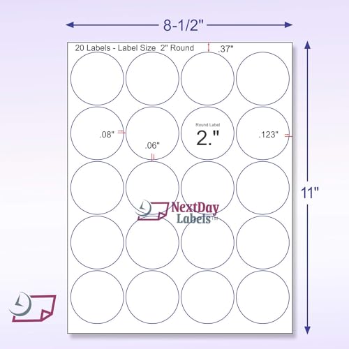 Snapklik.com : 2 Inch Round Labels For Inkjet Or Laser Printer - Matte ...