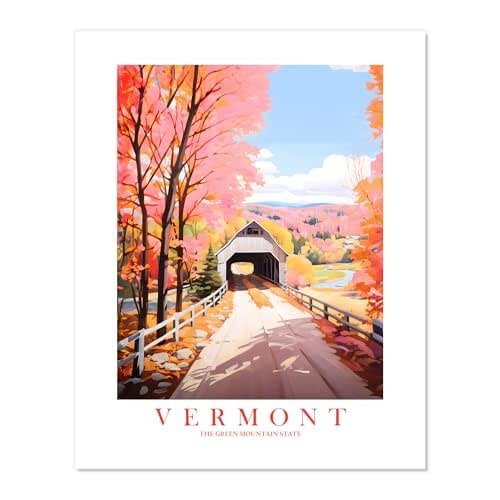 Amazon.com: Vermont Travel Print Green Mountain State Souvenir VT ...