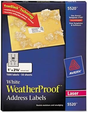 Amazon.com : White Weatherproof Laser Shipping Labels, 1 x 2-5/8 ...
