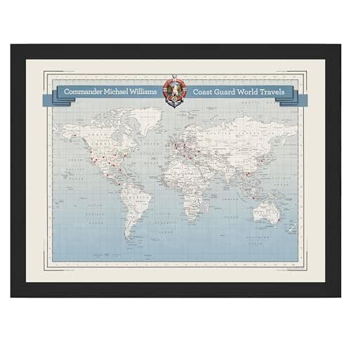 Amazon.com: Coast Guard Push Pin Travel Map, Coast Guard Gift, US Coast ...