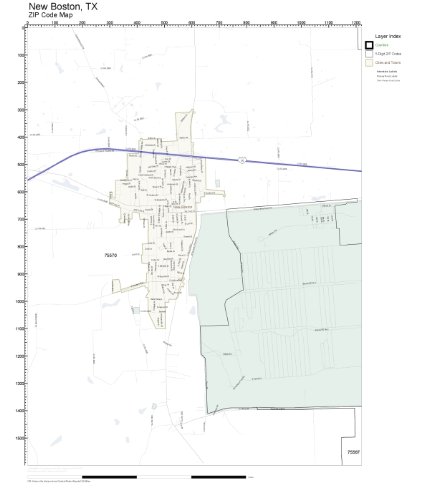 Zip Code Wall Map Of New Boston Tx Zip Code | Desertcart Sri Lanka