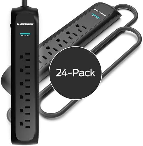 Amazon.com: Monster 3ft Black Power Strip and Tower Surge Protector ...