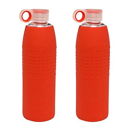 izizi Glass Bottle for Water with Protective Silicone Sleeve : Red ...