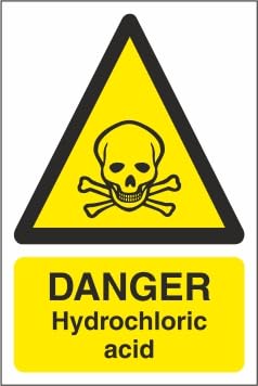 danger hydrochloric acid safety sign sticker, Waterproof sticker ...