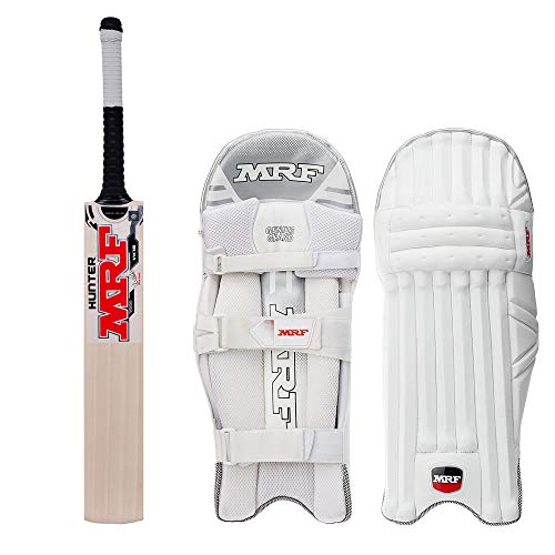 Buy MRF English Willow Cricket BAT Hunter with Grand Batting Leg Guard ...