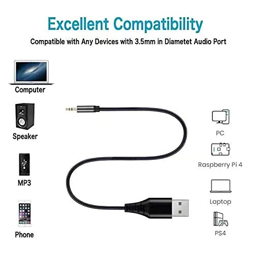 USB to 3.5mm Jack Audio Cable,HIIRII 3.5mm Male to USB Male Aux Audio ...