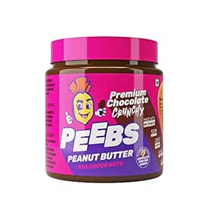 PEEBS Premium Chocolate Peanut Butter - Crunchy, 500 gms | High Protein | NO Refined Sugar ...