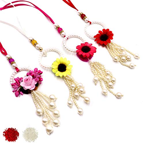 Buy Quvyarts Lumba Rakhi for Bhabhi Rakhi Combo of 4 with Roli Chawal ...