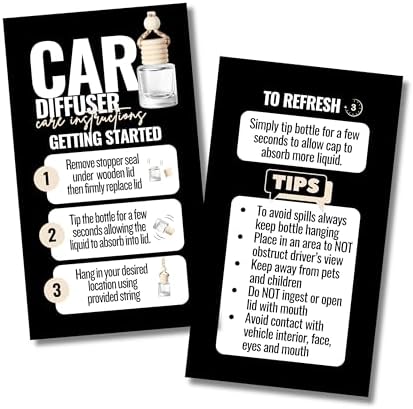 Amazon.com : Car Diffuser Instruction Cards | Physical Printed 2" x 3.5 ...