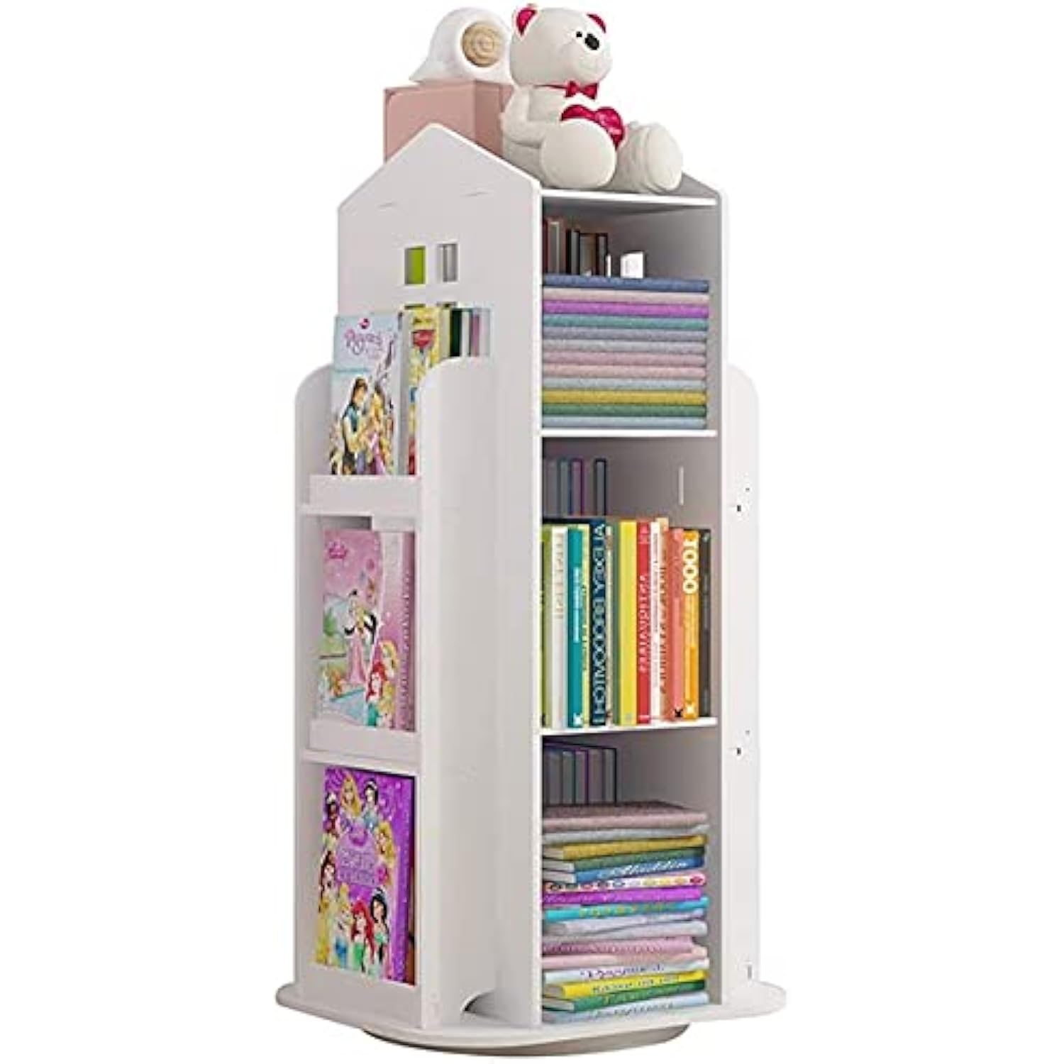 Amazon.com: MISLDA Books Binder 3-Tier Small Rotating 360° Bookshelf ...