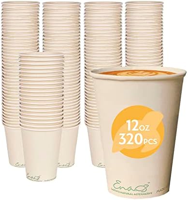 Amazon.com: 100% Compostable Disposable Coffee Cups [12oz 80 Pack ...