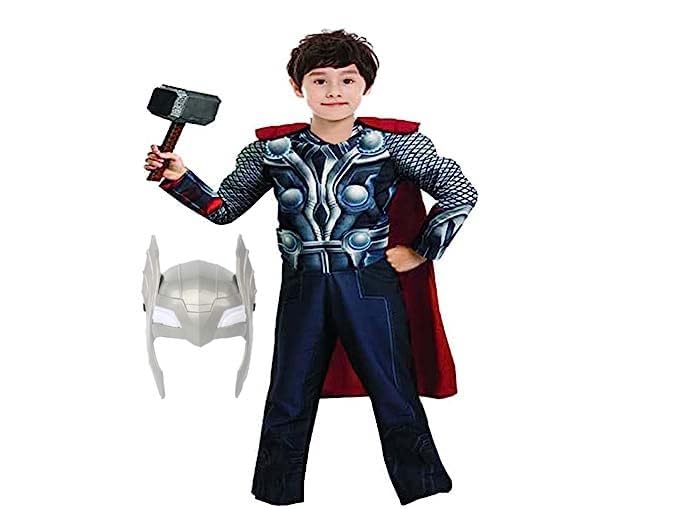 Buy Chrisley Enterprises Thor Dress For Kids With, Hammer, Plastic Mask ...