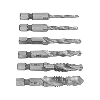 Walfront 6PCS Tap Set High Speed Steel Spiral Flute Metal Taps Hex ...