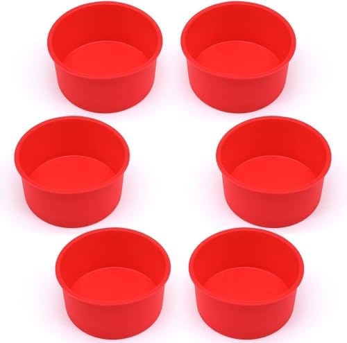 Xinzistar 6 Pcs Silicone Cake Mould for Baking, 4 Inch Non-Stick Round ...