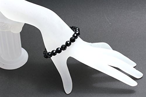 Amazon | チベット産カットモリオン(黒水晶)ブレスレット《AAAランク8mm》 (内径17cm) 【ブレスレットAMERI】 | ブレスレット 通販