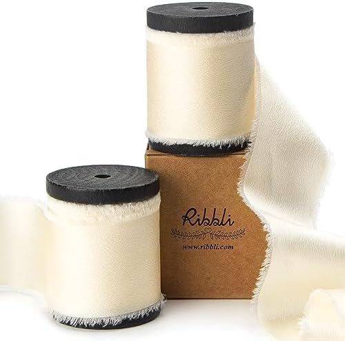 Amazon.com: Ribbli Ivory Silk Satin Ribbon 1.5 Inch x 12 Yard Handmade ...