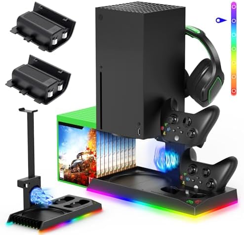 Amazon.com: Upgrade Stand for Xbox Series X with Back Cooling Fan& RGB ...