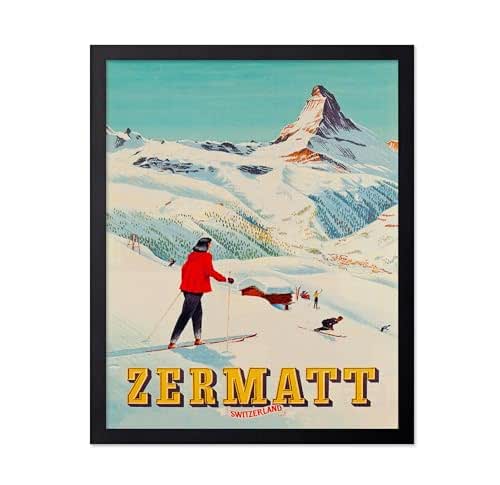 Amazon.com: Monem Art Travel Poster - Zermat Switzerland Ski Wall Art ...