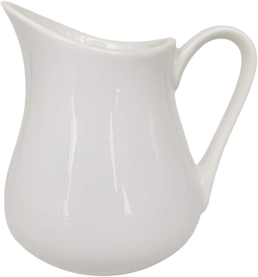 Amazon.com | Sizikato Classic Pure White Ceramic Creamer with Handle, 8 ...