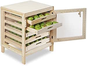 Lacewing 5 Drawer Natural Pine Wood Apple Storage Rack with Wire Mesh ...