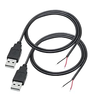 2Pcs USB A Male 2 Pin Bare Wire 3FT, USB A Male Pigtail Open End Power ...
