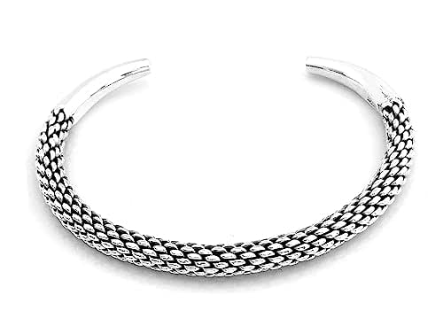 Amazon.com: Handmade Classic Men's Silver Bangle Bracelet - 925 ...