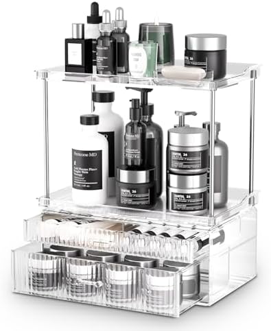 Amazon.com: Vtopmart 2-Tier Skincare Storage Rack - Transparent ...