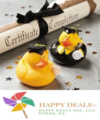 Graduation Ducks Lewtemi 12 Pcs Yellow Graduation Diploma Rubber Ducks ...