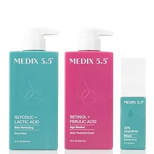 Amazon.com : Medix 5.5 Retinol Age Rewind Body Cream + Glycolic Acid Exfoliating Body Wash ...
