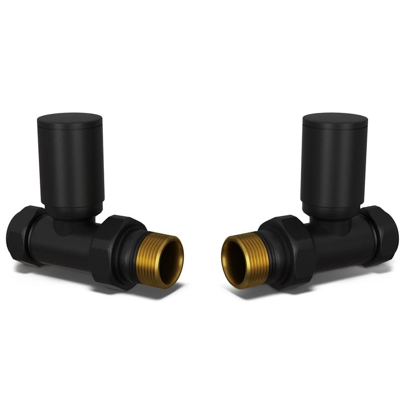 Buy UK Radiators Round Black Radiator Valves - Black Matt Finish ...
