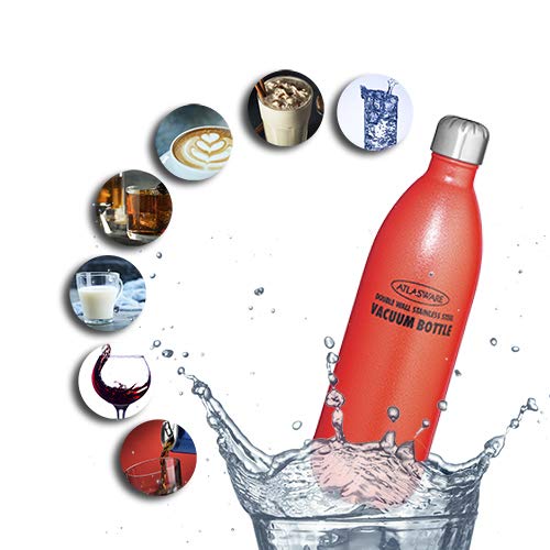 Atlasware Stainless Steel Vacuum Bottle Matte Red 1000Ml : Amazon.in ...