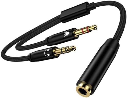 Amazon.com: Headphone Mic Splitter for PC, Braided 3.5mm Female to 2 ...