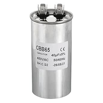 PATIKIL 40uF 40MDF 450VAC Fan Start Capacitor, CBB65 Circular Run Capacitor for Air Conditioner ...