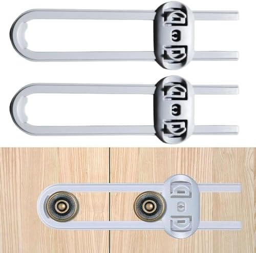 Amazon.com: 2 Pack White Sliding Cabinet Locks - Adjustable U Shaped ...